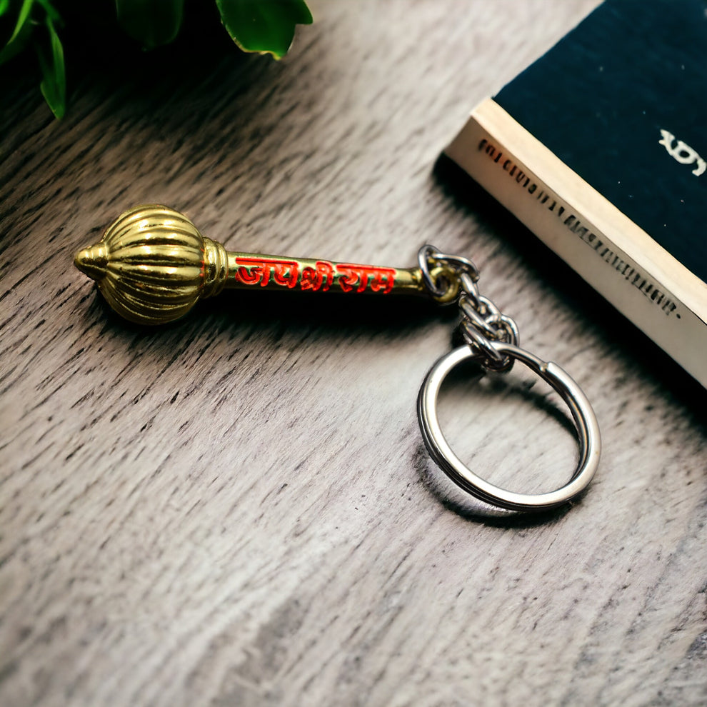 Heavy Metal Jai Shree Ram Hanuman Ji Gada Keychain | Small Hanuman Ji ...